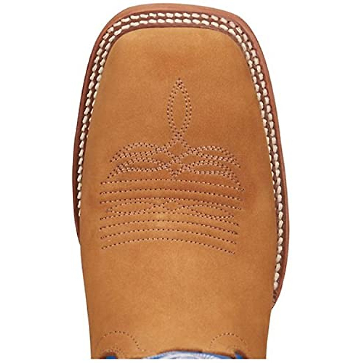 JUSTIN Boots Women's Hayes Tan 11` Blue Square Toe Boot Tan 7.5 B