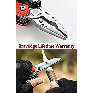 Multitool Bravedge Multi Tool Pliers, 12-in-1, Foldable, Pocket-size with Sheath, Gifts for Men and Women, Dad's choice, for Camping, Survival, Cycling, Hiking, Hunting, Stainless Steel