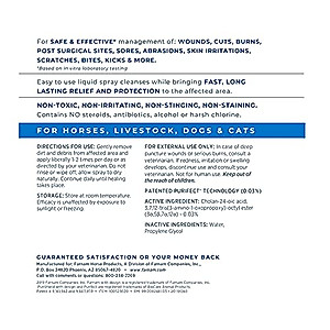 Farnam Purishield Wound & Skin Care Fast Acting Spray, Cleans and Treats Wounds on Horses, Dogs, Cats & Livestock 16 Ounces