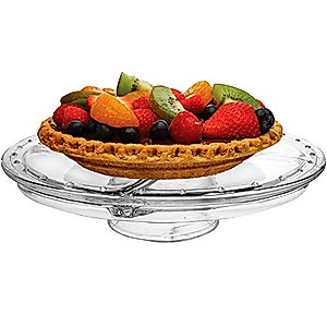 Extra Large (12") 6 in 1 Acrylic Cake Stand with Dome Lid Multifunctional Serving Platter and Cake Plate, Salad Bowl/Veggie Platter/Punch Bowl/Desert Platter/Chips & Dip - BPA Free