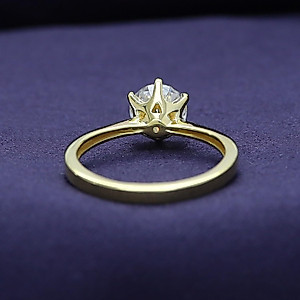 SAVEARTH DIAMONDS Moissanite Engagement Ring, 6.5MM 1ct Round Cut Lab Created Diamond Solitaire Wedding Promise Ring For Women In 14k Rose Gold Over Sterling Silver (VVS1 Clarity) Size-7.5