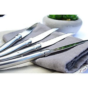 Laguiole 4-Piece Steak Knives (Stainless Steel) - Stainless Steel Knife Set – Smooth Cut Serrated Knife Blade – Dishwasher Safe Steak Knife Set – Luxurious Kitchen Knife Set for Parties…
