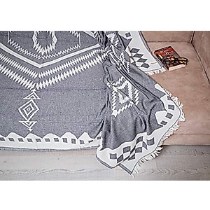 Bersuse 100% Cotton Bahamas XL Throw Blanket Turkish Towel - 75x90 Inches, Black