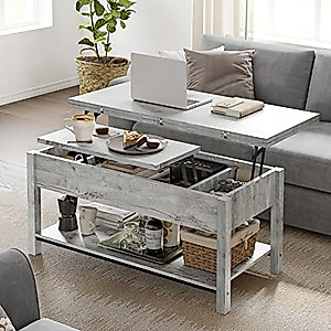 FABATO Lift Top Coffee Table, 4-in-1 Multi-Function Convertible Coffee Table with Storage, Coffee Table Converts to Dining Table for Living Room Reception Room Office, Gray