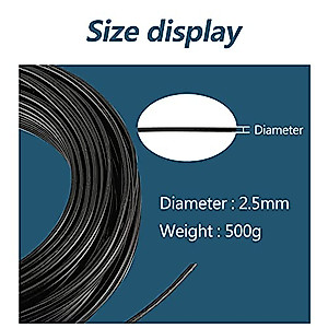 SHHMA Bonsai Wire Aluminum Wire for Bonsai Trees Suitable for Potted Plant Decoration, Weight is 500G,Black,Diameter:2.5mm