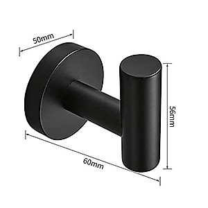 EYHLKM 2 PCS Black Robe Hook Stainless Steel Bathroom Single Bath Towel Hook Clothes Hanger Wall Mounted, Matte Black