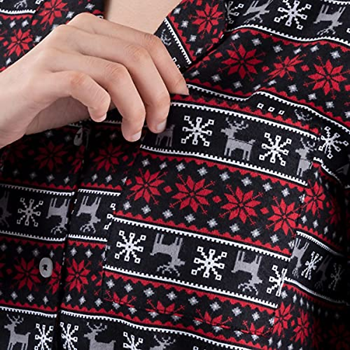 Fruit of the Loom Women's Flannel Sleep Shirt, Fair isle Black, Large