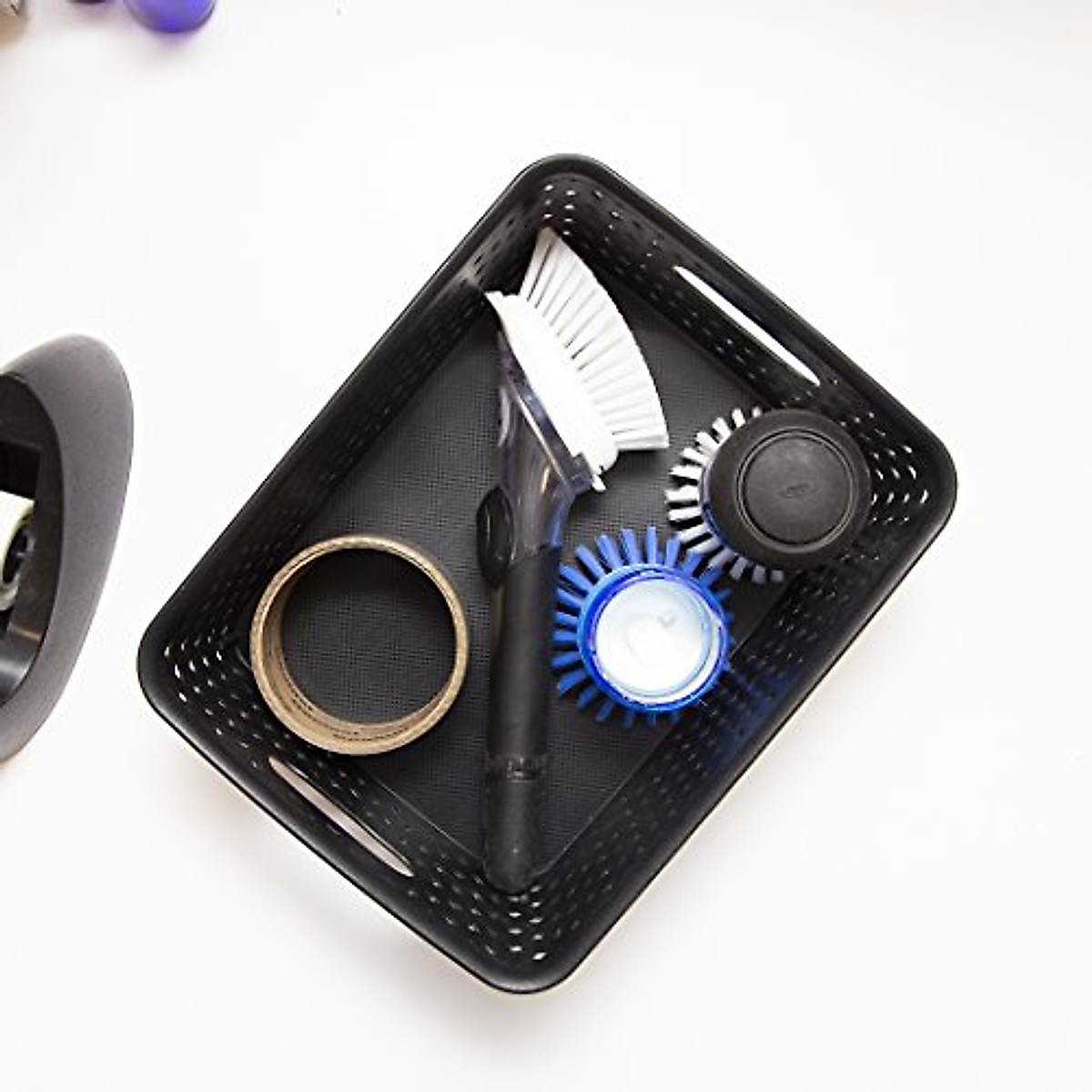 BINO | Plastic Basket, Small - Black - 5 Pack | THE PLAIT COLLECTION | Multi-Use Storage Bins | Durable, Drawer & Cabinet-Friendly | Storage Baskets for Organizing | Pantry & Closet Organizer