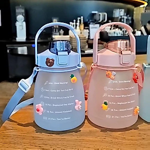 BTSEURY Leakproof Bottles With Straw Fashion Water Bottles Creative Water Bottles With Straws Popular Water Bottles Cute Water Bottles Portable Water Bottles For Boys Girls School Travel