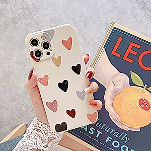 Jmltech Compatible with iPhone 12 Pro Max for Women Girls Cute Design Soft Silicone Camera Protection Protective Lovely Heart Phone Case for iPhone 12 Pro Max 6.7"