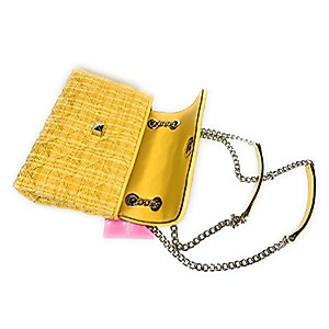Kate Spade Small Flap Crossbody K6092 Tweed Fabric Cut Mango 800 TOU Yellow