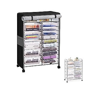 Utility Cart Cover, 15 Drawer Rolling Cart Cover, Fits Racks 25" Lx14''Dx36''H One Side See Through Panel, Without Rolling Cart (Cover Only)