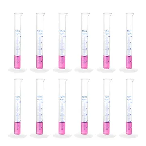 uxcell Plastic Graduated Cylinder, 10ml Measuring Cylinder, Science Test Tube Beakers, 2-Sided Metric Marking, Clear Hex Base for Lab Home 12Pcs