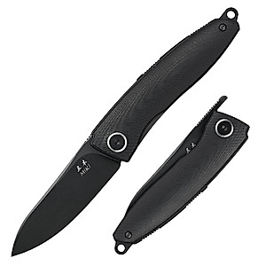 Miki Camping Pocket Folding Japanese Knife for EDC, 2.72" Blade Small Knife, Handle with Black PVD Steel and G10, w/ D2 Black PVD Steel Blade, Camping Outdoor for Everyday Carry