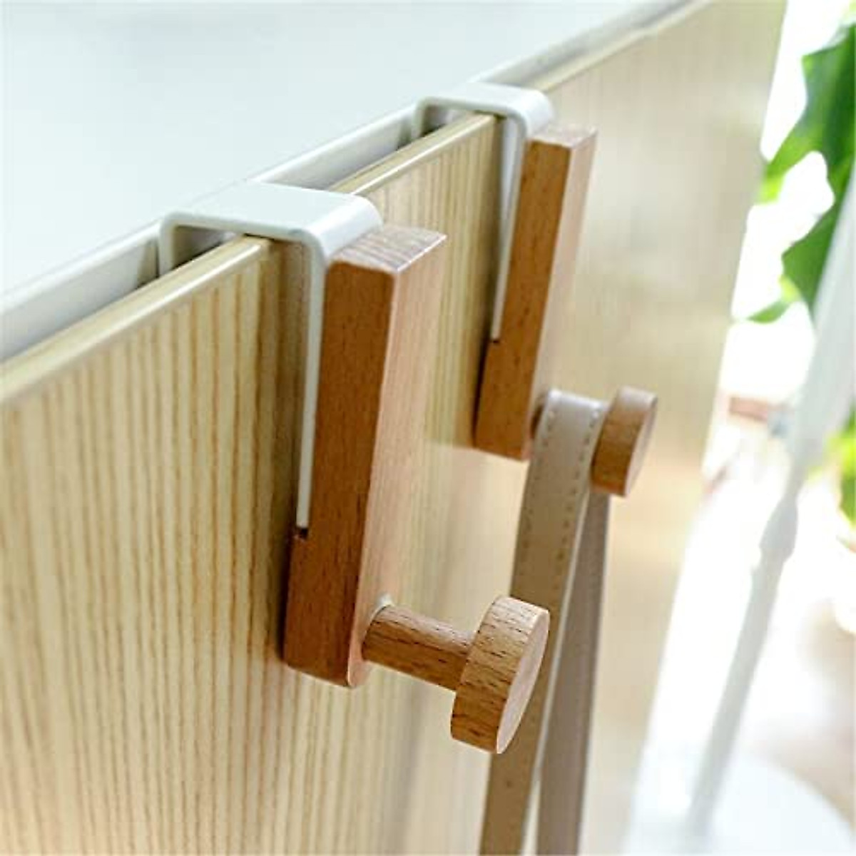 Mvude Wooden Hanging Coat Hooks Cubicle Partition Hangers for Door Mirror Panel Wall Closet Coats Whiteboard Office Home