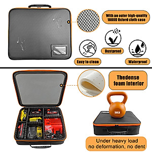 Portable Tool Battery Hard Carrying Case fits for Dewalt/Milwaukee/Makita/Ryobi 12V/18V/20V Battery & Charger,Power Tool Box Storage Bag with Adjustable Dividers for Small Parts & Hardware Organizer