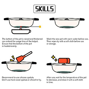 Hot Pot with Divider for Induction Cooker Dual Sided Soup Cookware Two-flavor Chinese Shabu Shabu Pot for Home Party Family Gathering, 4.5 Quart (White)