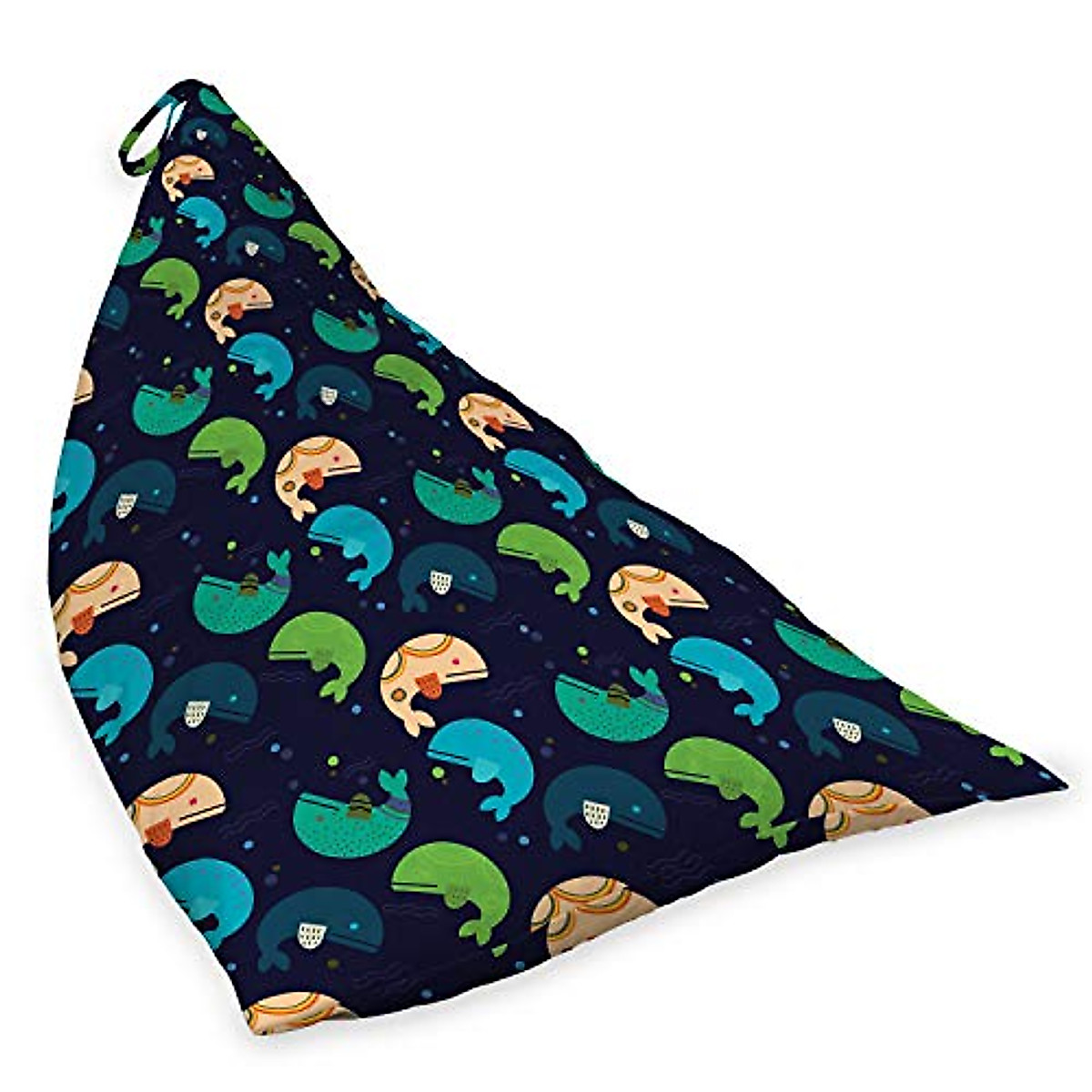 Lunarable Whale Lounger Chair Bag, Underwater Theme with Giant Fishes in Creative Marine Ocean Wave Print, High Capacity Storage with Handle Container, Lounger Size, Multicolor