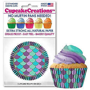 Cupcake Creations 32 Count Cupcake Baking Papers, Mermaid Scales