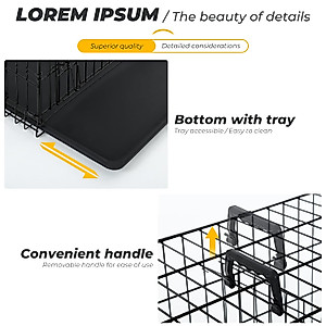 48 Inches Dog Crate Large Foldable Dog Kennel Metal Wire Pet Dog Cage with Double-Door Leak-Proof Tray Divider Panel and Handle for Dog Cat Pet,Black 48”X31”X29”