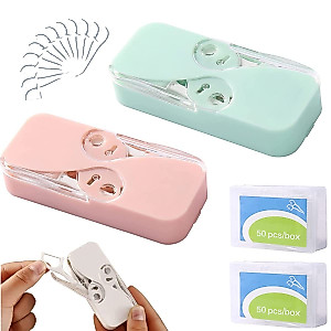 Portable Floss Dispenser Portable Dental Floss Picks Dispenser with 124 Pcs Dental Floss Automatic Floss Organizer Superfine Floss Picks for Teeth Cleaning Family Hotel Travel