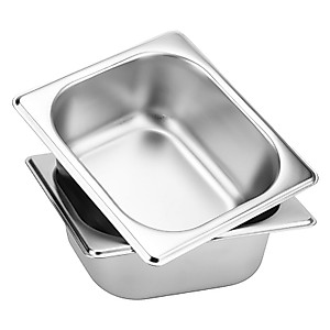 SHEUTSAN 6 PCS 1/6 Size Steam Table Pan, 2.5 Inch Deep Metal Food Pan, Small Stainless Hotel Pan for Hotel Restaurant Buffets Party