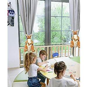 Curtain Tie Back 2 Pack Cute Animals Jungle Kangaroo Cartoon Buckle Curtain Tie Backs for Kids Room,Curtain Holdebacks for Drapery,Window Curtain Tiebacks Holder (Kangroo Yellow)