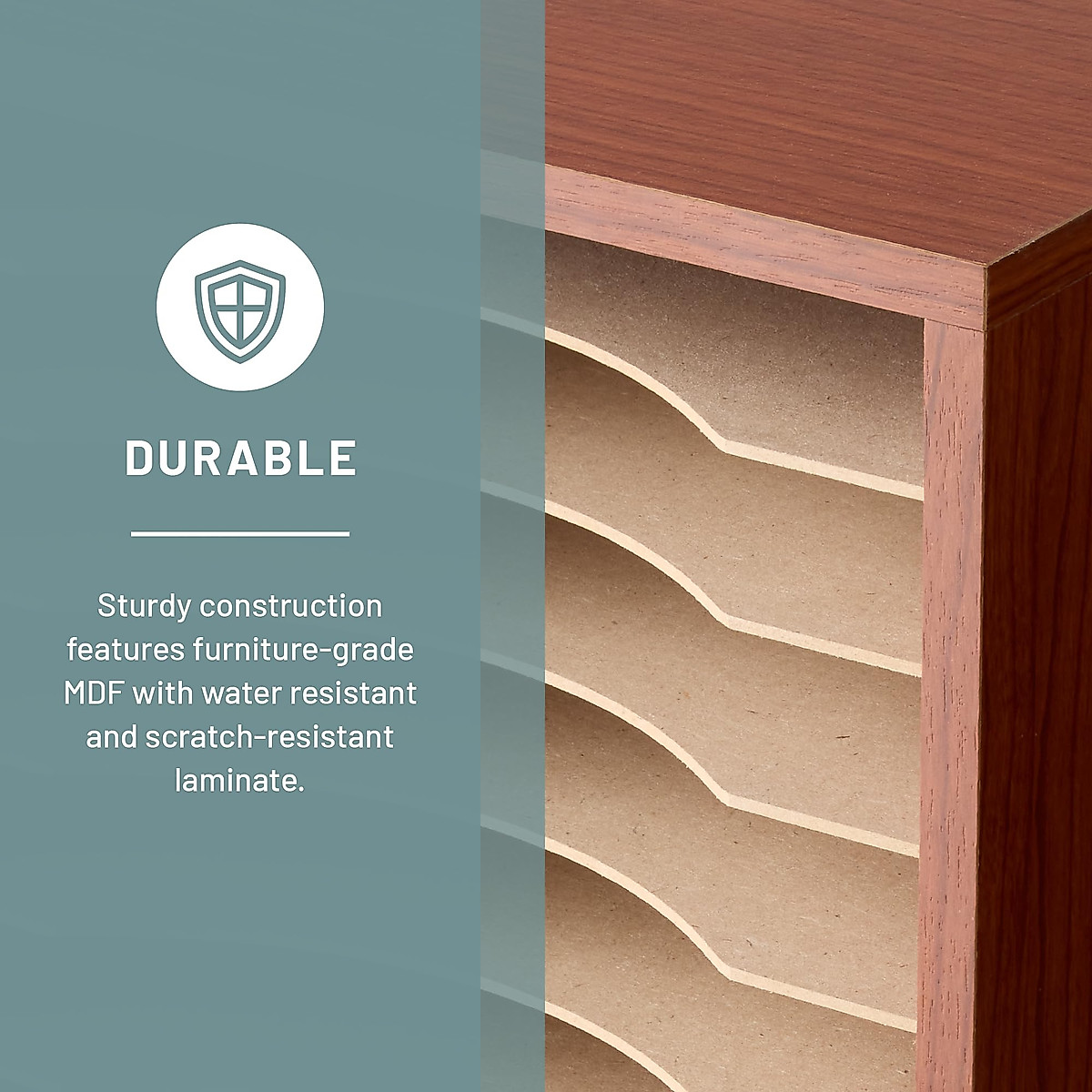 Safco Vertical Literature Organizer, 11 Compartments, Office and Classroom Mailbox with Adjustable Shelves, Wood Paper and Mail Sorter, Cherry