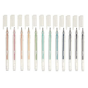 Erin Condren Designer Desk Accessories - Gold Gel Pen in Mid Century Circles Gift Box - Refillable Black Ink. Features Gel Ink, Black Colored Ink, Gold Metal Barrel