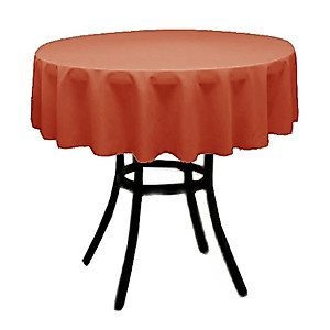 New Creations Fabric & Foam Inc 45" Round Polyester Poplin Tablecloth for a 33" Round Coffee table, Burnt Orange