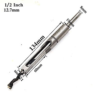 Amena 4Pcs Woodworker Square Hole Drill Bits Mortising Chisel Set,Woodworking Hole Saw Mortise Chisel Drill Bit Kit Tool Set 1/4 2/5 3/8 1/2