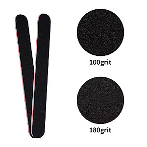 LNAUJS 8 Pack Nail File and Buffer Block, Portable Manicure Tools Kits, 100/180 Grit, Black Nail Pedicure File and Sanding Buffing Grinding Plisher File