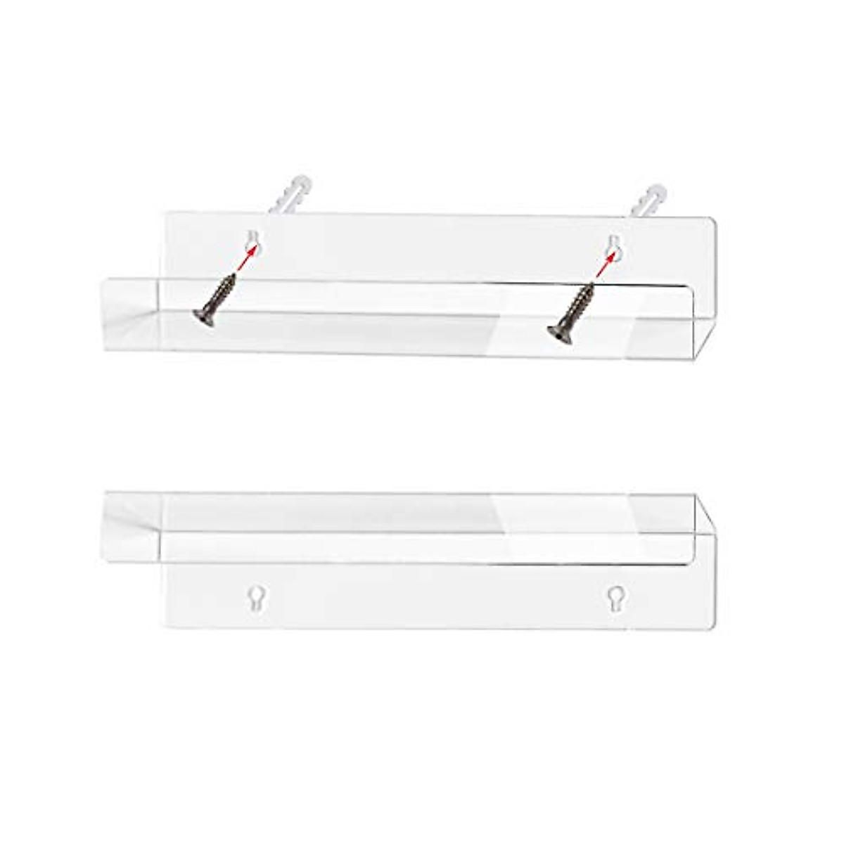 Saliens 6 Pack 12 inch Clear Vinyl Record Shelf Wall Mount with Protective Films, Acrylic Floating Shelves Wall Mount, Invisible Spice Rack, Album Modern Picture Ledge Display