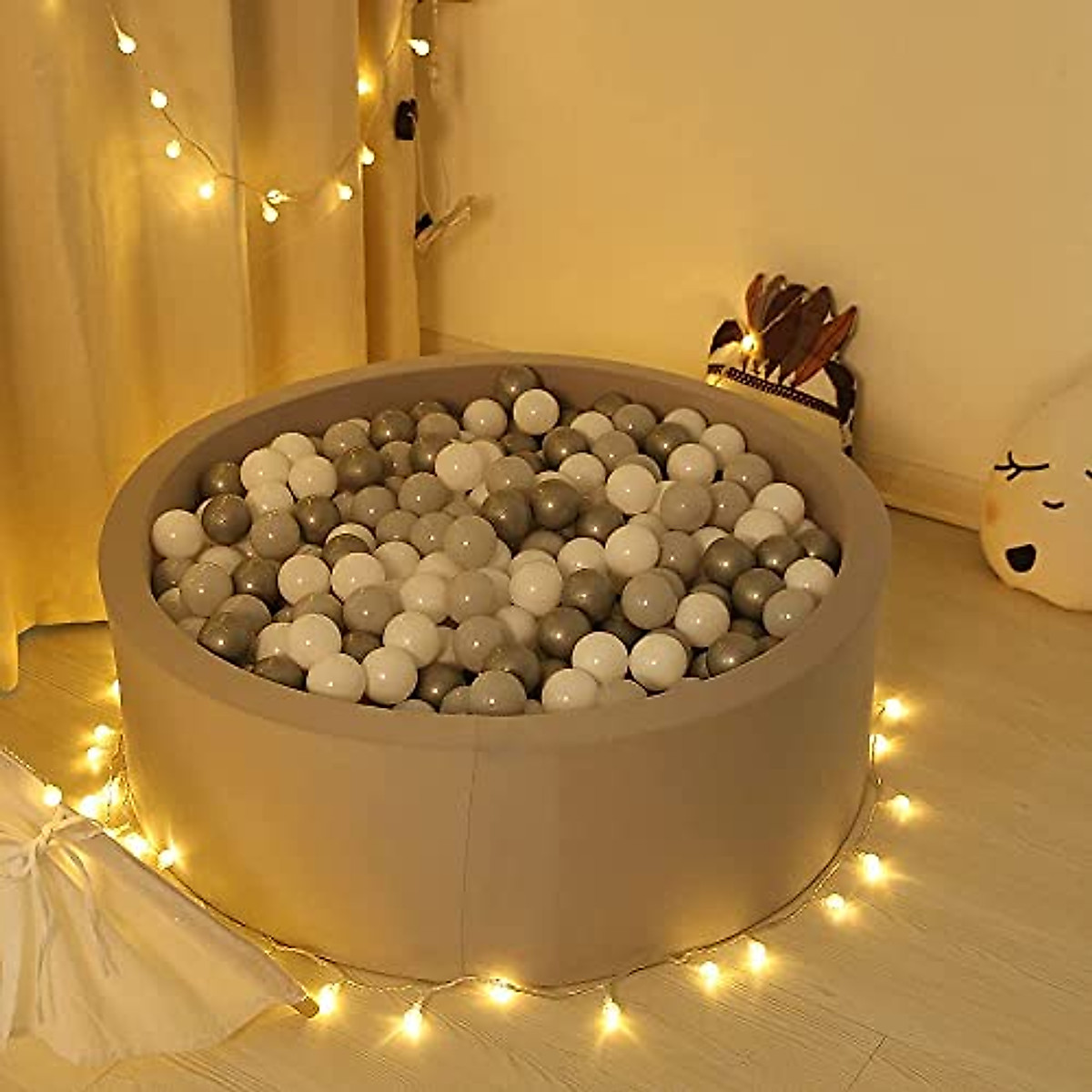 GOGOSO Ball Pit Balls - Plastic Play Pit Balls Crawl Ball with Color Grey, Light Grey, White for Baby Kids Playpen Pool, 2.2 Inch, 100 pcs