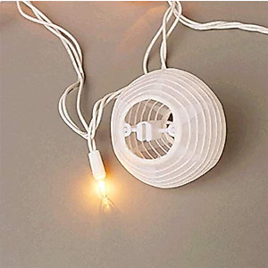 SkrLights 8.5Ft Mini Lantern String Lights -10 White Nylon Hanging Lanterns with Warm White Bulbs Included, Plug in, Connectable up to 25 Strands, White Lights String for Bedroom, Patio, Backyard