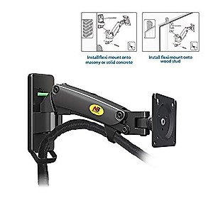 NB North Bayou TV Monitor Wall Mount Bracket Full Motion Articulating Swivel for 17-27 Inch Monitors with Gas Spring (Black Single Extension) F120-B