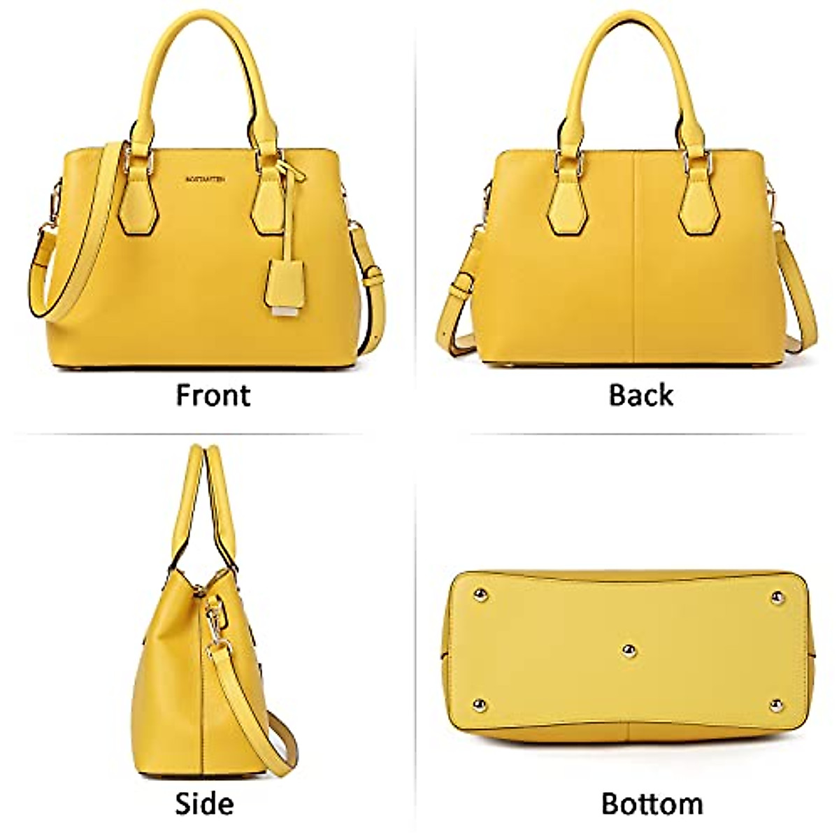 BOSTANTEN Women Leather Handbag Designer Top Handle Satchel Shoulder Tote Bags Crossbody Purses Yellow