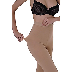 AMZAM® Medical Compression Pantyhose for Women Men, 15-20 mmHg Graduated Compression Tights, Opaque Toeless Compression Stockings Waist High Support Tights for Edema, Varicose Veins, DVT,Beige L