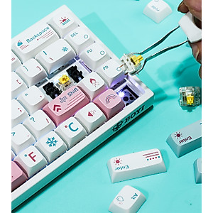 BOYI WK68 Hot Swappable RGB Mechanical Keyboard,Wireless Bluetooth 5.0/2.4G/Wired Type-C Tri-Mode PBT Sublimation Keycaps 65% Gaming Keyboard(Gateron Yellow Switch,Weather Theme XDA Keycaps)
