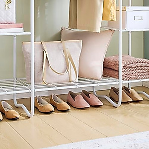 Gewudraw Wardrobe Closet with 8 Metal Shelves, Freestanding Garment Rack, Heavy Duty Clothing Rack For Hanging Clothes, Portable Clothes Rack, Closet Organizer White