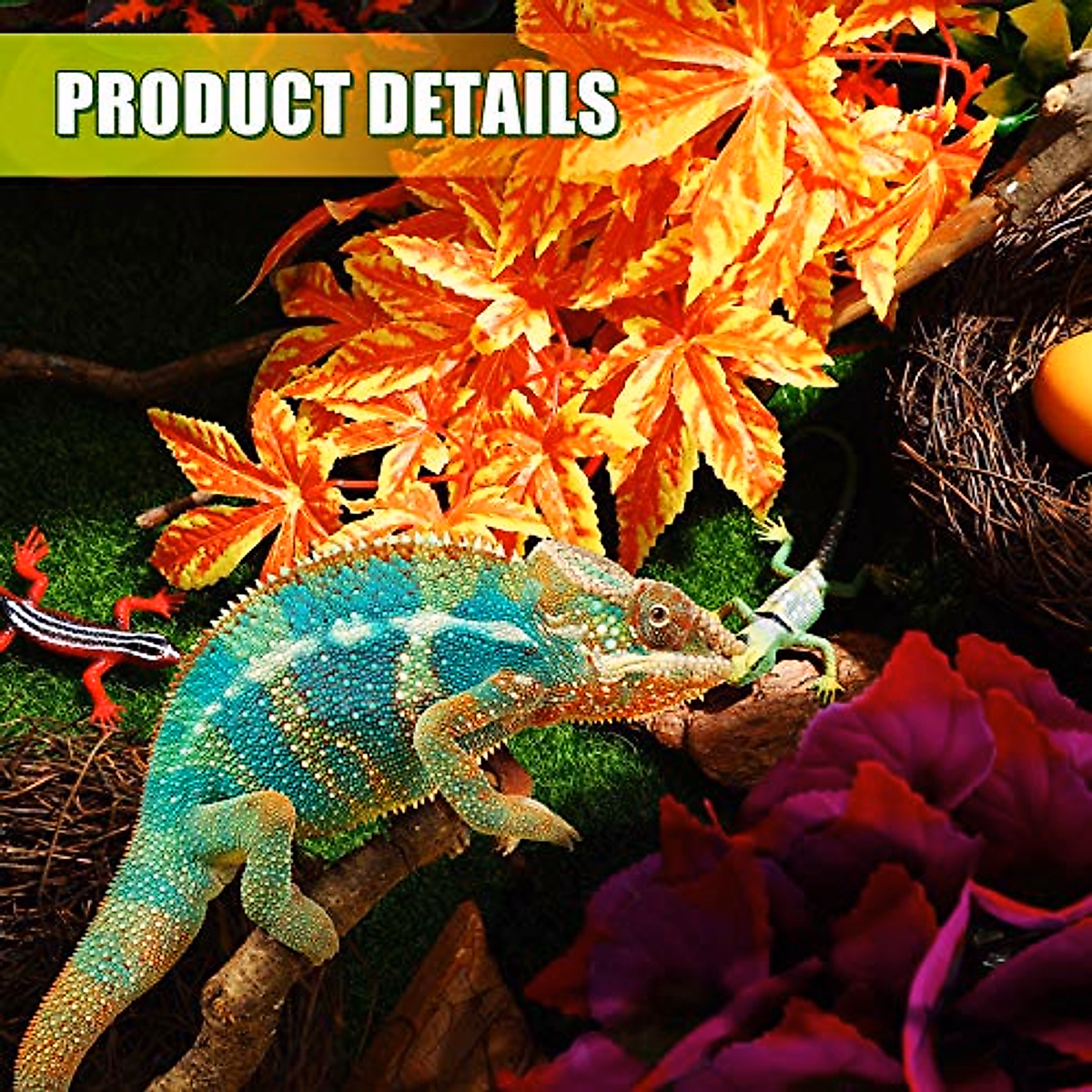 6 Pieces Reptile Plants Artificial Reptiles Terrarium Leaves Plastic Hanging Terrarium Plants Plastic Reptile Habitats Plant Decorations with Suction Cups for Hermit Crab Lizards Geckos Snake