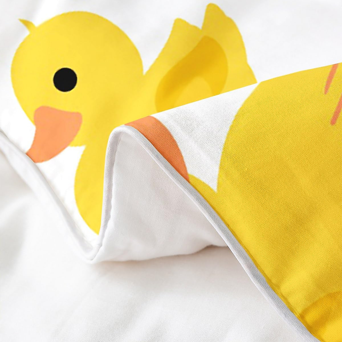 Erosebridal Cartoon Duck 100% Cotton Duvet Cover for Kids Boys Girls,Lovely Yellow Duck Bedding Set,Cute Hand Drawn Duck Comforter Cover Twin,Lovely Farmhouse Animal Bed Sets with 1 Pillowcase