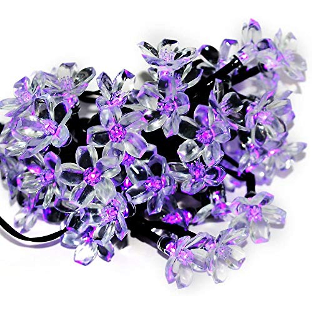 Kyson Solar Fairy String Lights 21ft 50 LED Purple Blossom Decorative Gardens, Lawn, Patio, Christmas Trees, Weddings, Parties