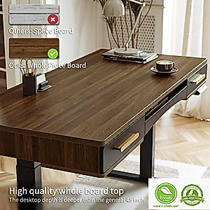 FEZIBO Standing Desk with Drawers, 48" x 26" Vintage Adjustable Standing Desk, Sit Stand Up Desk, Adjustable Height Home Office Desk, Mid-Century Executive President Office Desk