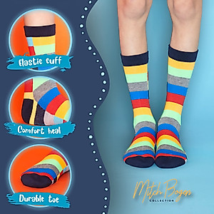 Mitch Bogen Boy's Novelty Crew Dress Fun Design Socks 12 Pairs Assorted Sports Shape Pattern (Boys 1, Medium)