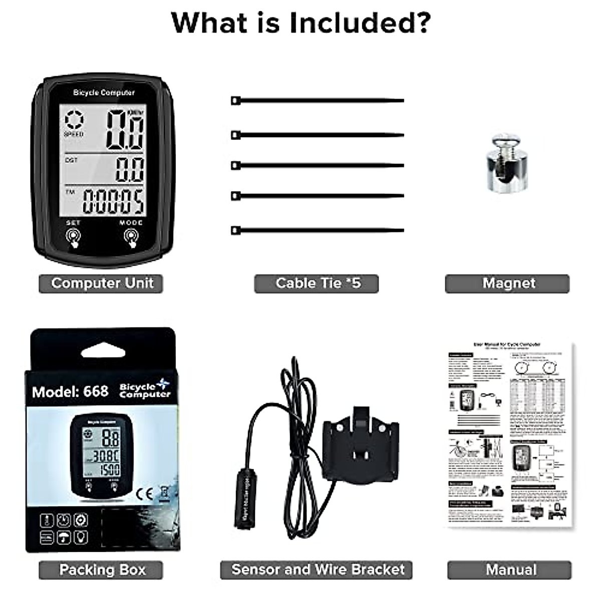 Hilceriy Bike Computer and Bicycle Odometer Wired KM/H Bike Speedometer with Automatic Wake-Up Cycling Speed Tracker LCD Display & Single Mileage & Multi-Functions & Calories Statistics