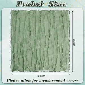 Gauze Cheesecloth Napkins Wrinkled Dinner Napkins Soft Cotton Table Napkins Decorative Cloth Napkins for Weddings Parties Family Everyday Use, 20 x 20 Inch (Sage Green, 12 Packs)