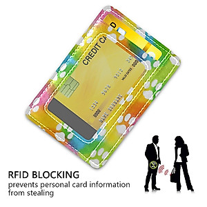 Linomo Thin leather Card Holder and Money Clip Watercolor Dog Paw Print Wallet RFID Blocking for Men & Women