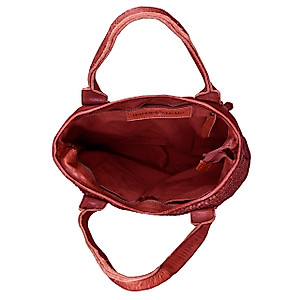 ANTONIO VALERIA Alice Red Braided Washed Leather HandBag for Women