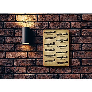 CharcasUS WWII Fighter Planes Metal Tin Sign Wall Decor Man Cave Military Fan Gift Home Bar Pub Decorative Military Posters 12x8 Inch